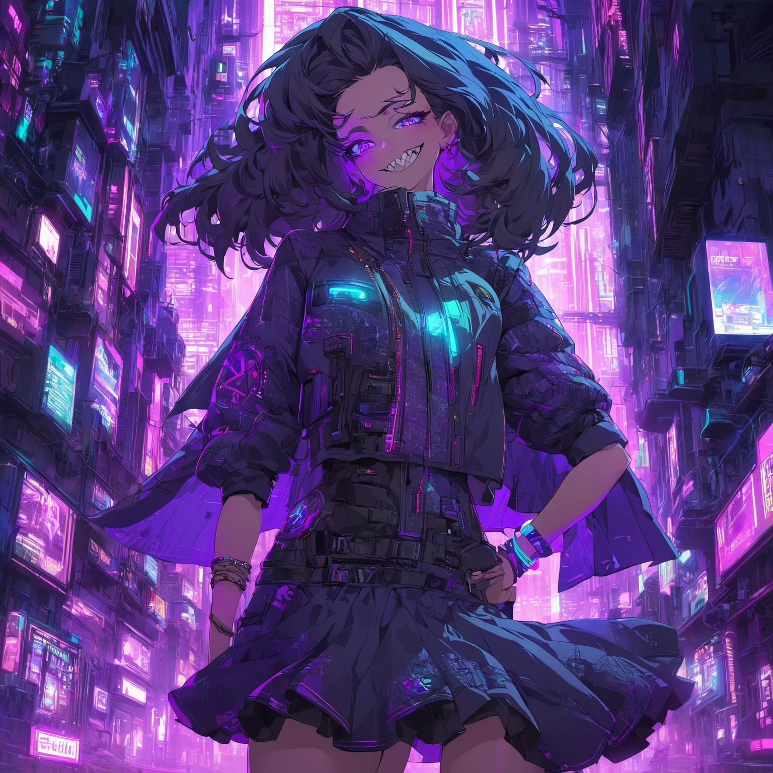 A lady that has Narrowed eyes, slightly pointed nose, Wide sinister ...