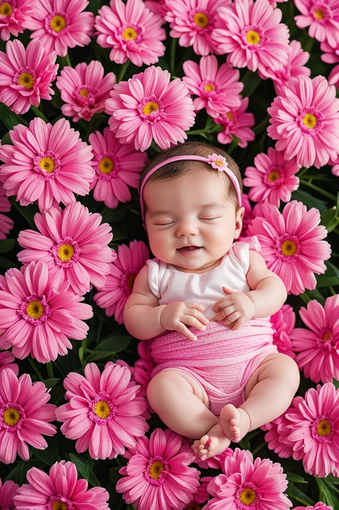 Bright pink background with some baby flowers - SeaArt AI