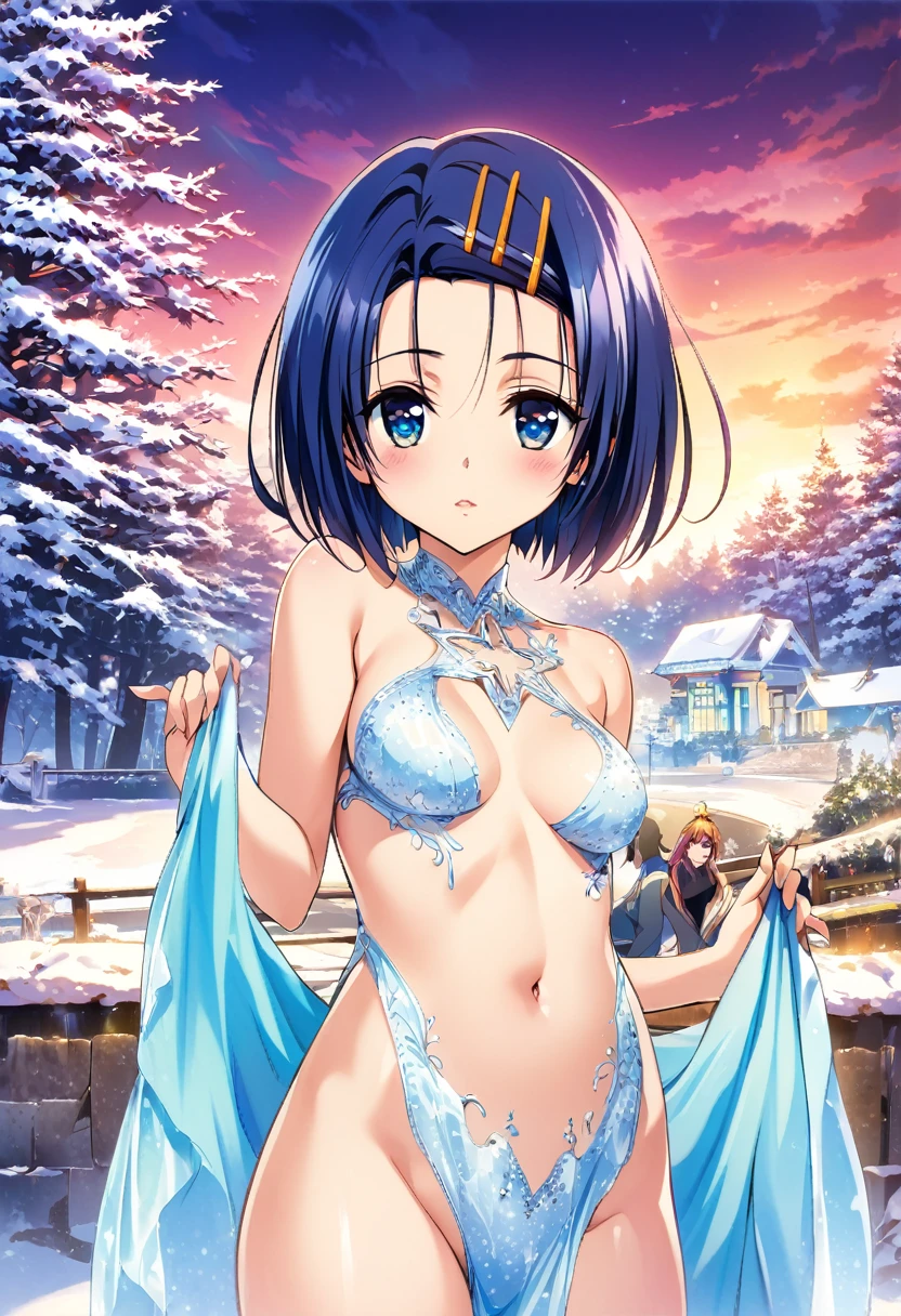 ,One girl, sairenji haruna,blue short hair,blue eyes,forehead - SeaArt AI