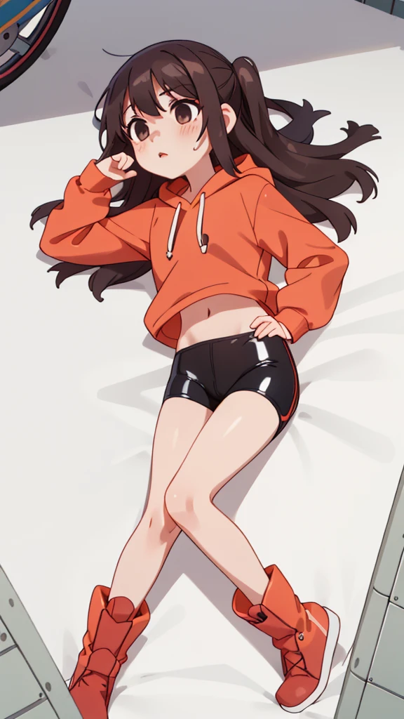 Masterpiece,Highest quality,One girl,long hair,reflective latex black bike short - SeaArt AI