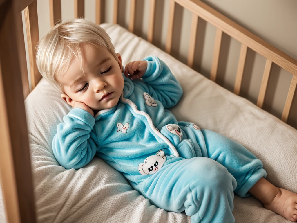 An anime image of a small boy with white hair wearing a thick diaper ...