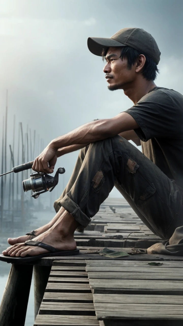A handsome Indonesian man face expression of holding back tears - SeaArt AI