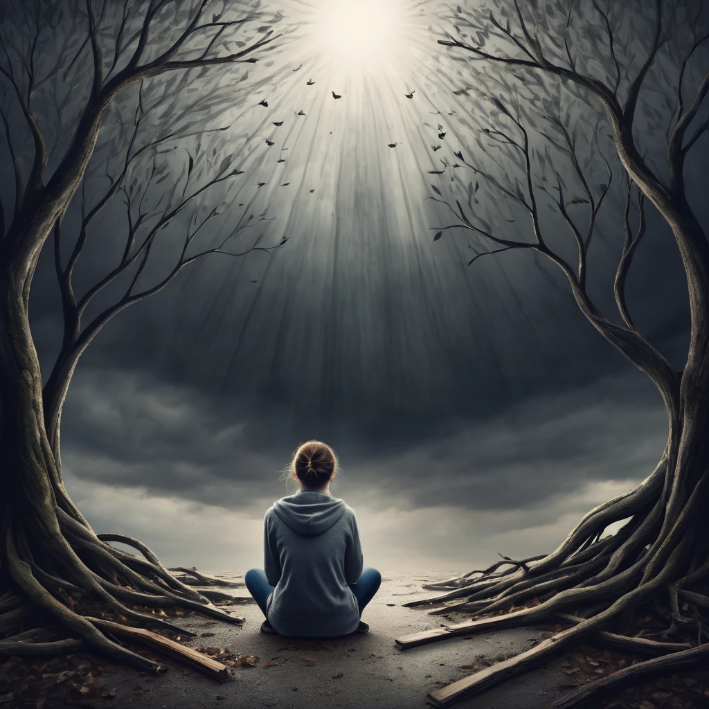 Make an image symbolizing anxiety and hope - SeaArt AI