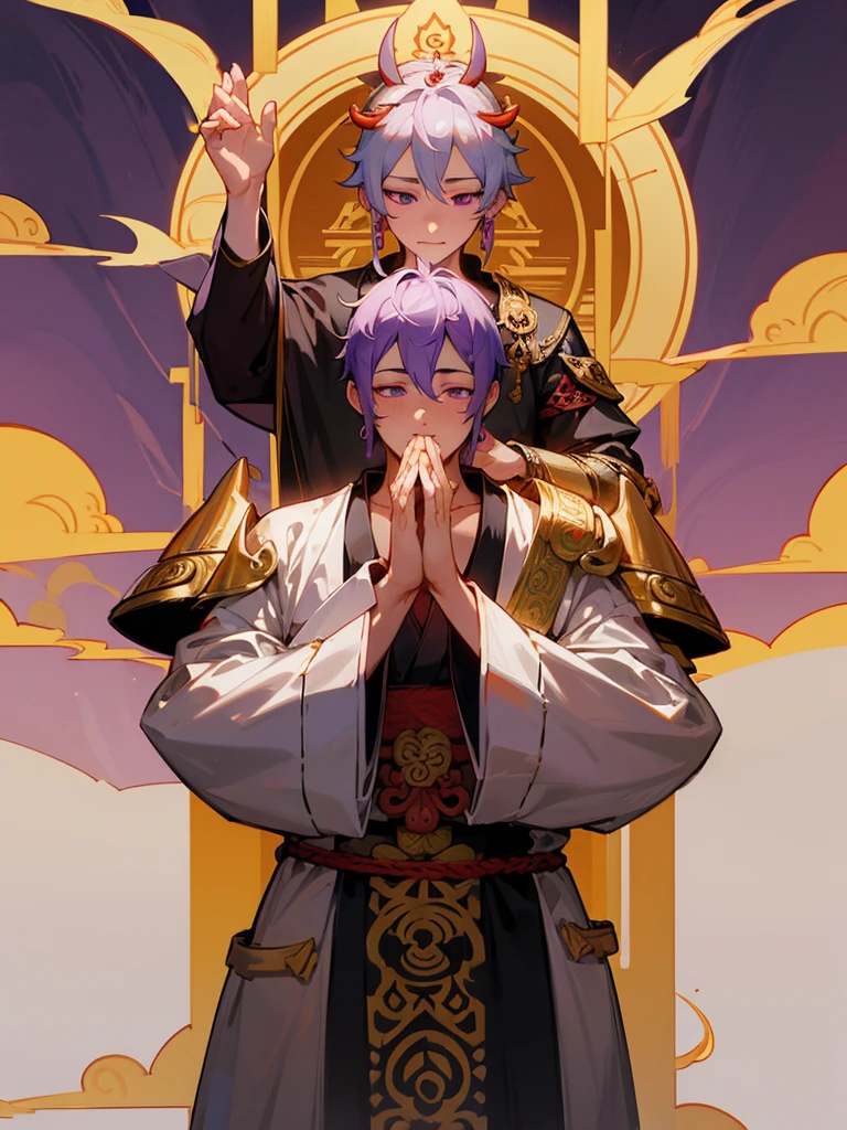 Dragon God Kannon Bodhisattva,Purple Eyes, Horn, White Short Hair ...