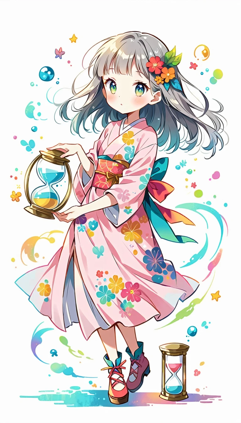 White background, Fujichoco style, pink kimono, (((The Most Beautiful Girl - SeaArt AI