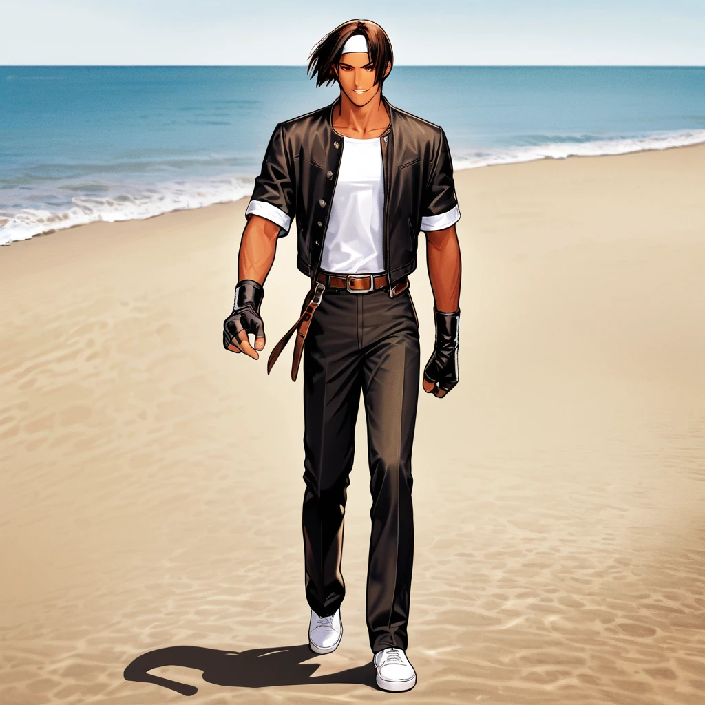 Orochikyo, 1 person, alone, Brown Skin,Red eyes,Black jacket - SeaArt AI