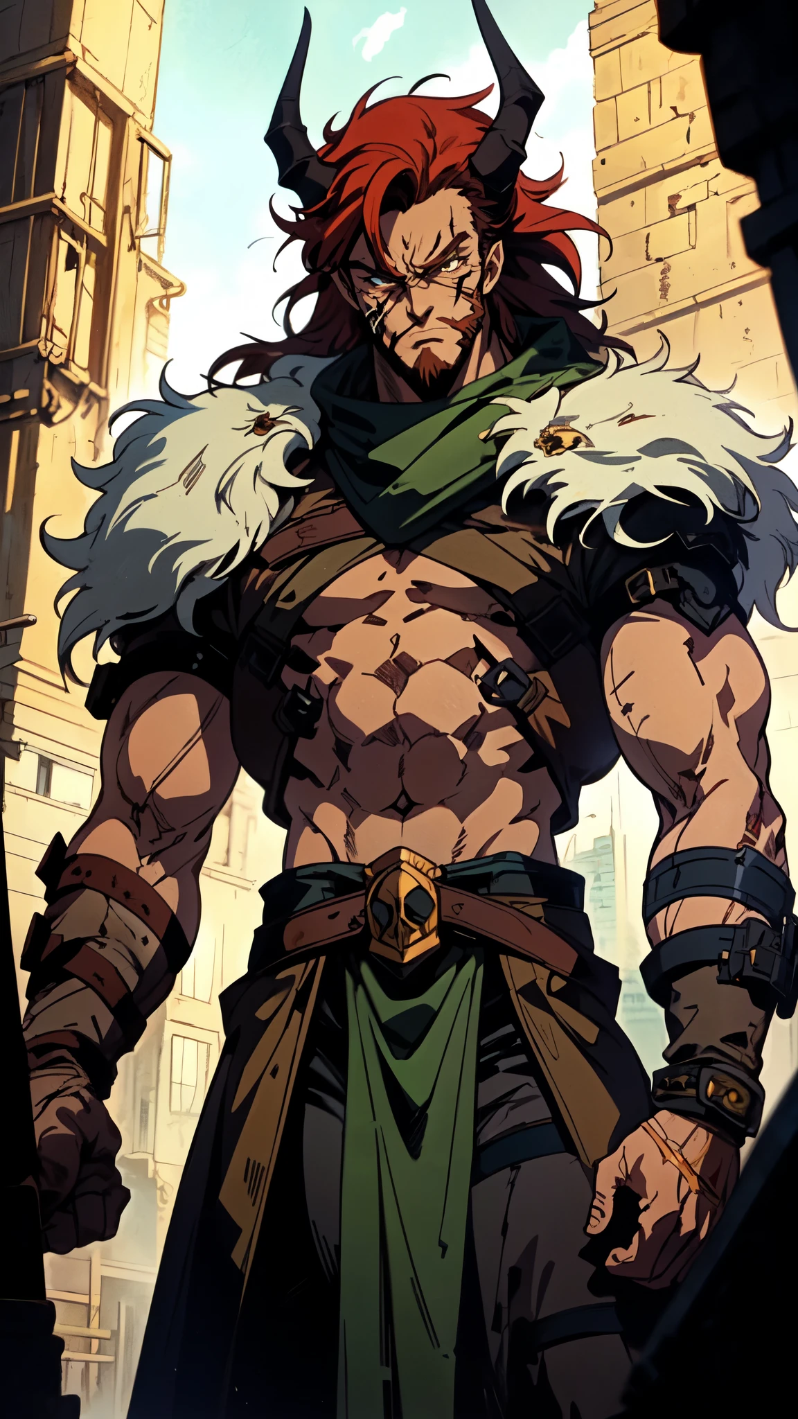 A cartoon image of a man with horns and a beard - SeaArt AI