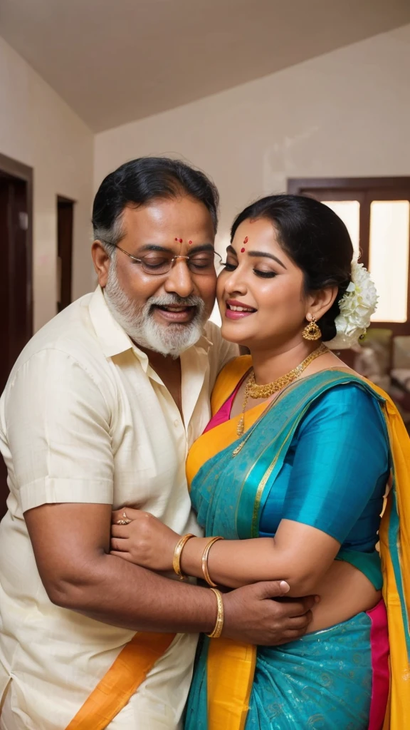 A radiant South Indian 45 year old sky white colour transparent saree ...