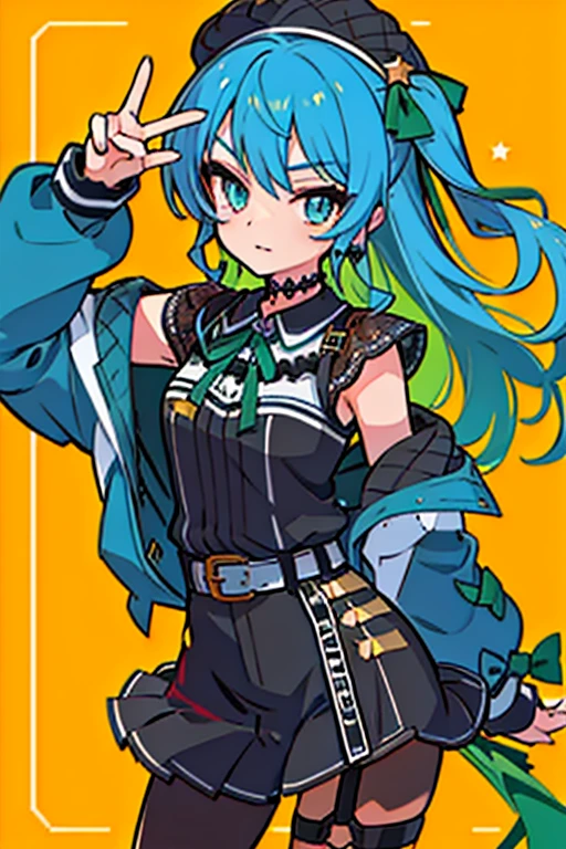 Sui2, 1girl, solo, one side up, hoshimachi suisei, orange pantyhose - SeaArt AI