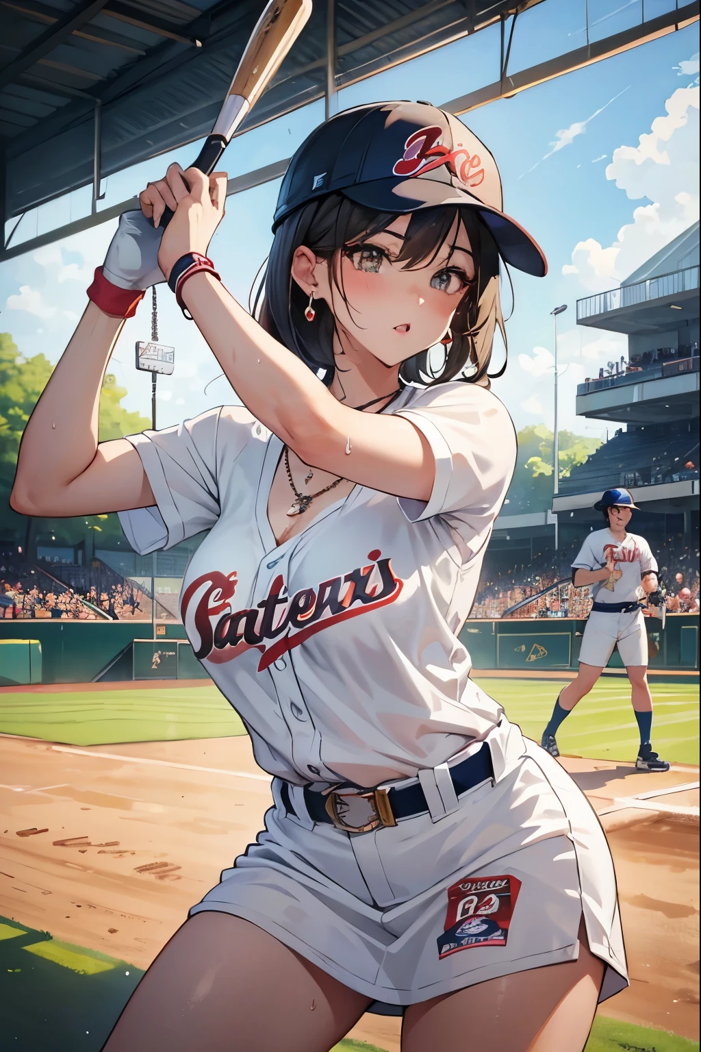 Anime baseball player with bat ready to swing at ball - SeaArt AI