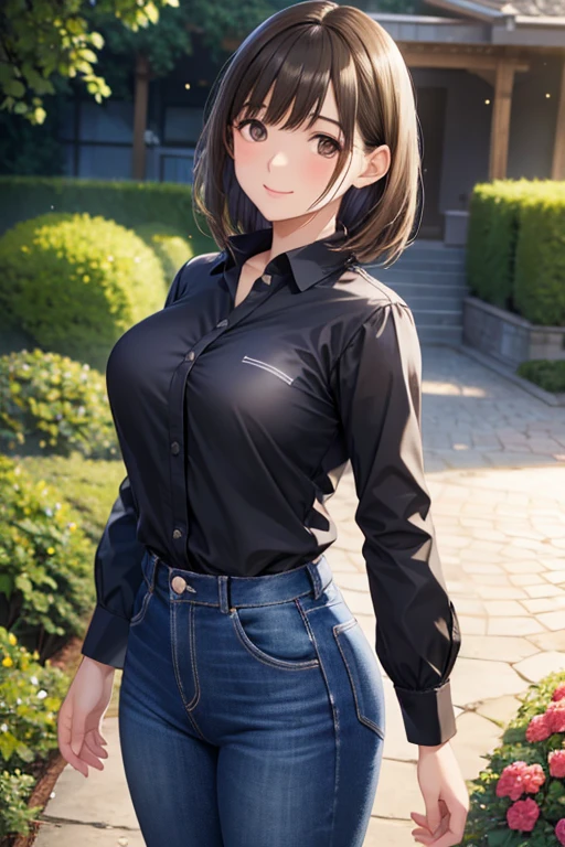 Anegasaki nene、Shiny brown hair, short hair, (Beautiful brown eyes ...