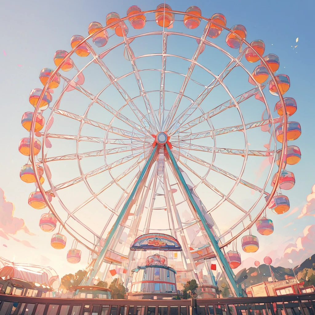 (Close-up Ferris wheel), landscape, cute, Round Ferris Wheel - SeaArt AI