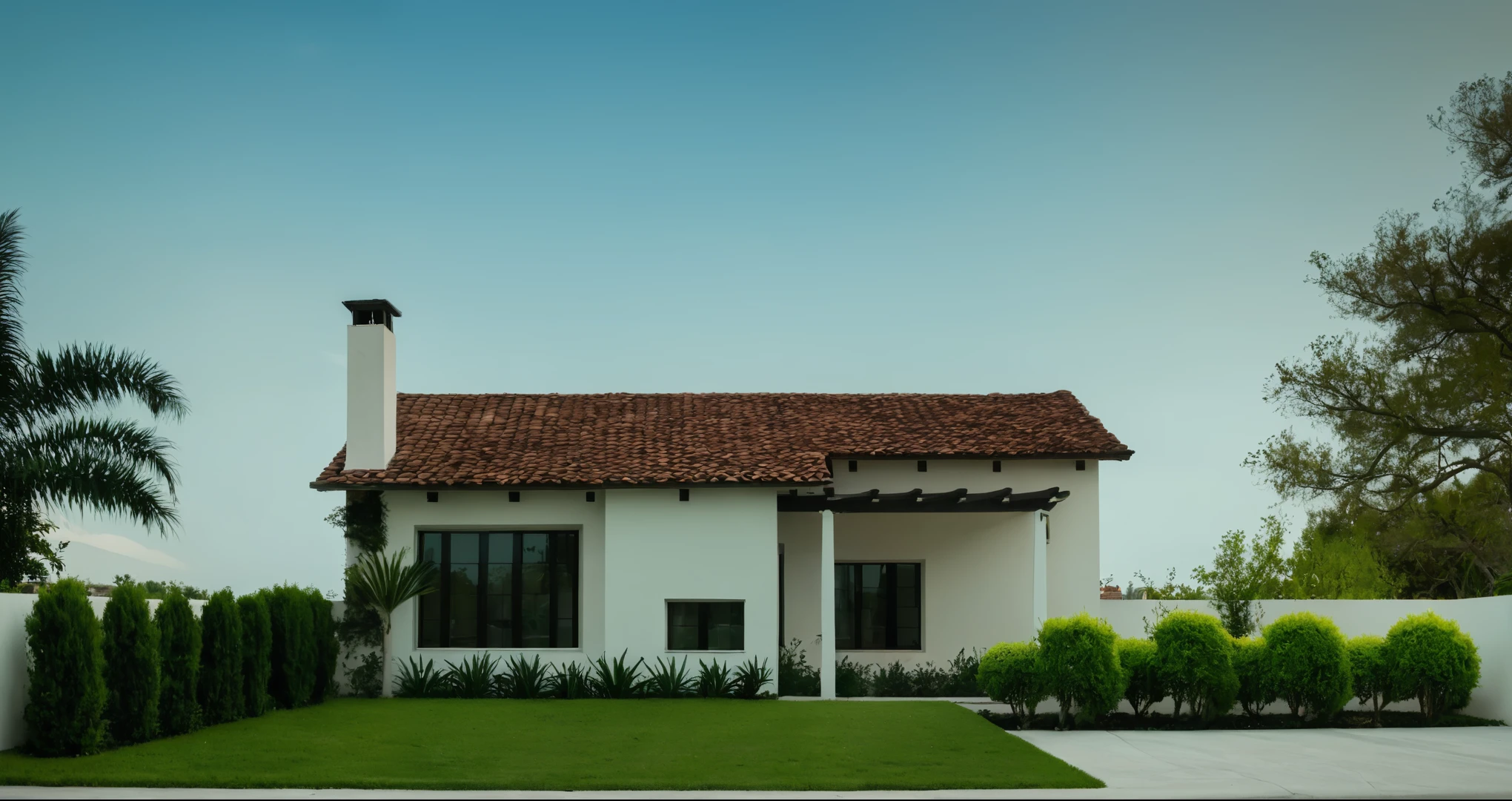 A close up of a house with a lawn and bushes - SeaArt AI