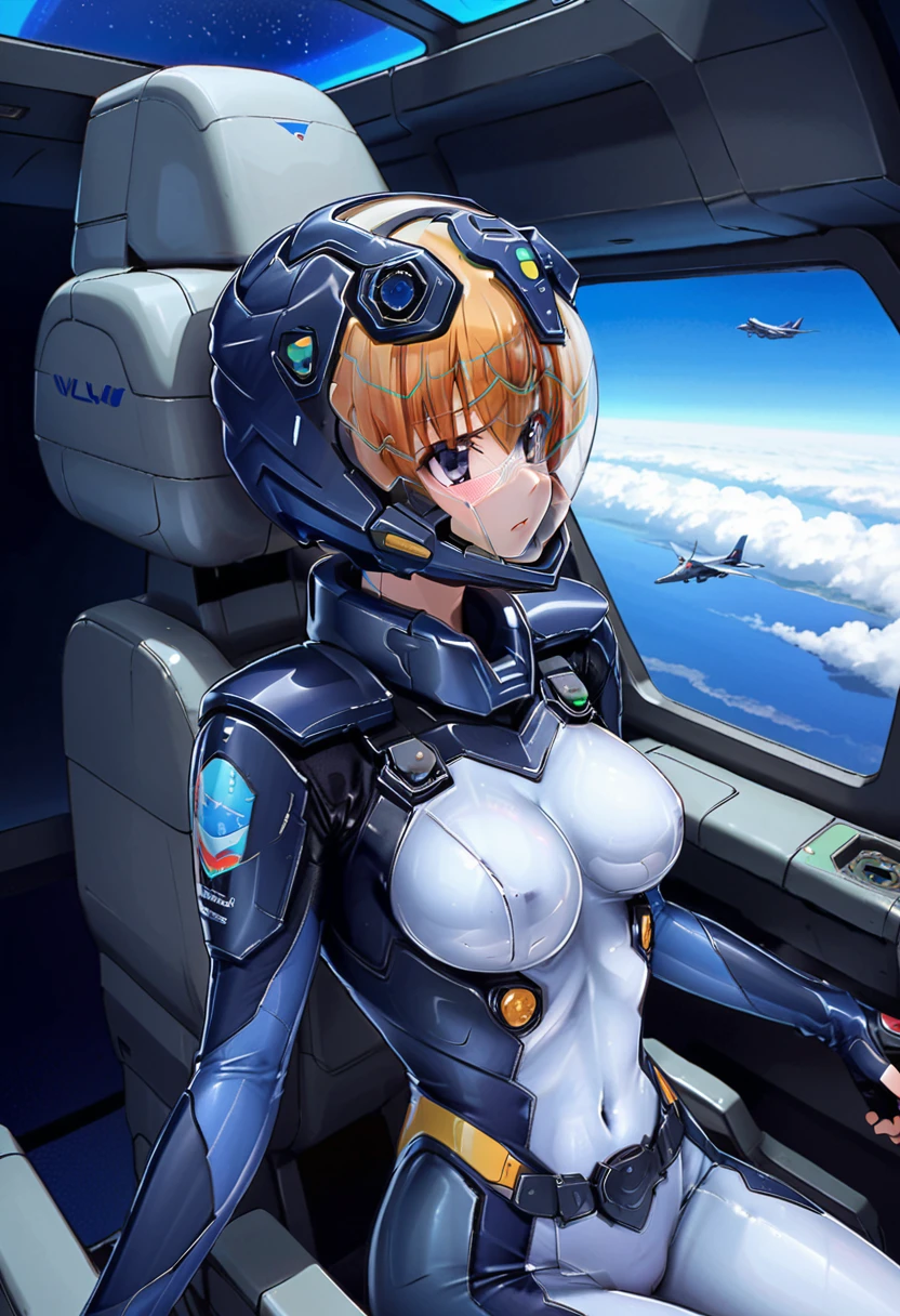 ((Female pilot in the cockpit of a reconnaissance plane), (airplane cockpit - SeaArt AI