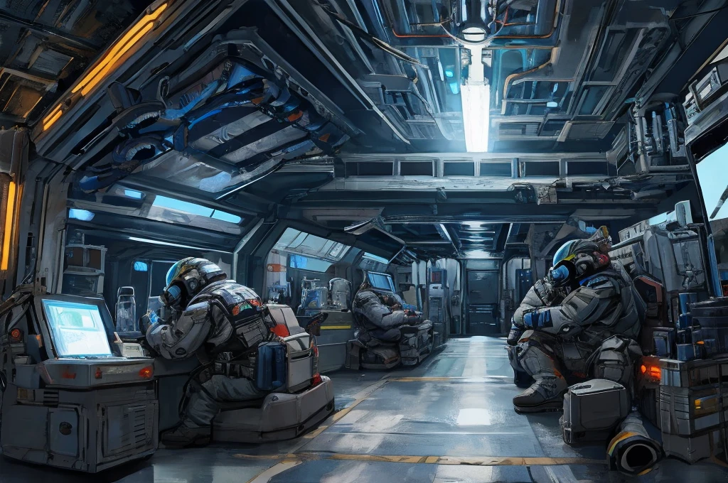 Scenography，background，science fiction laboratory，Eerie dark tones ...