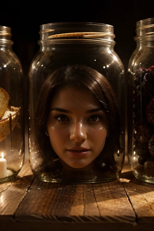 Some women' heads stored inside glass jars, sexy, beautiful women ...