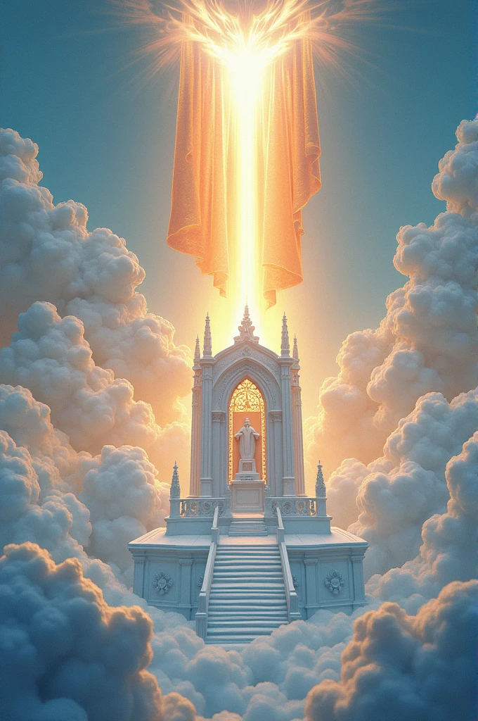 Altar in heaven clouds sky banner shine orange - SeaArt AI