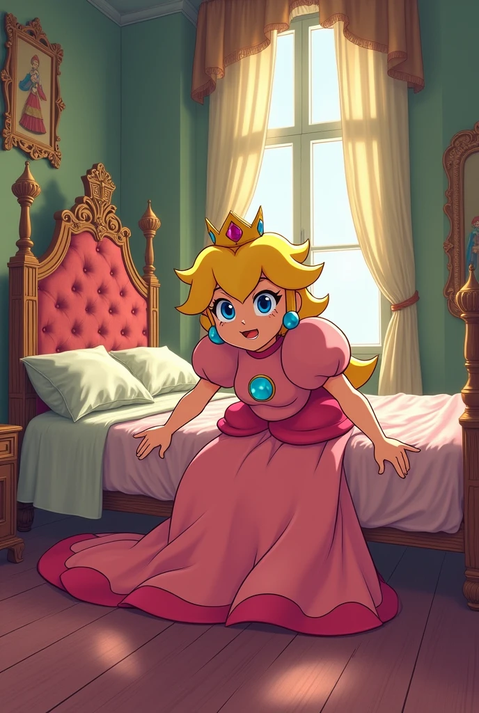 *Elastic Princess Peach was sitting in her castle in her room - SeaArt AI