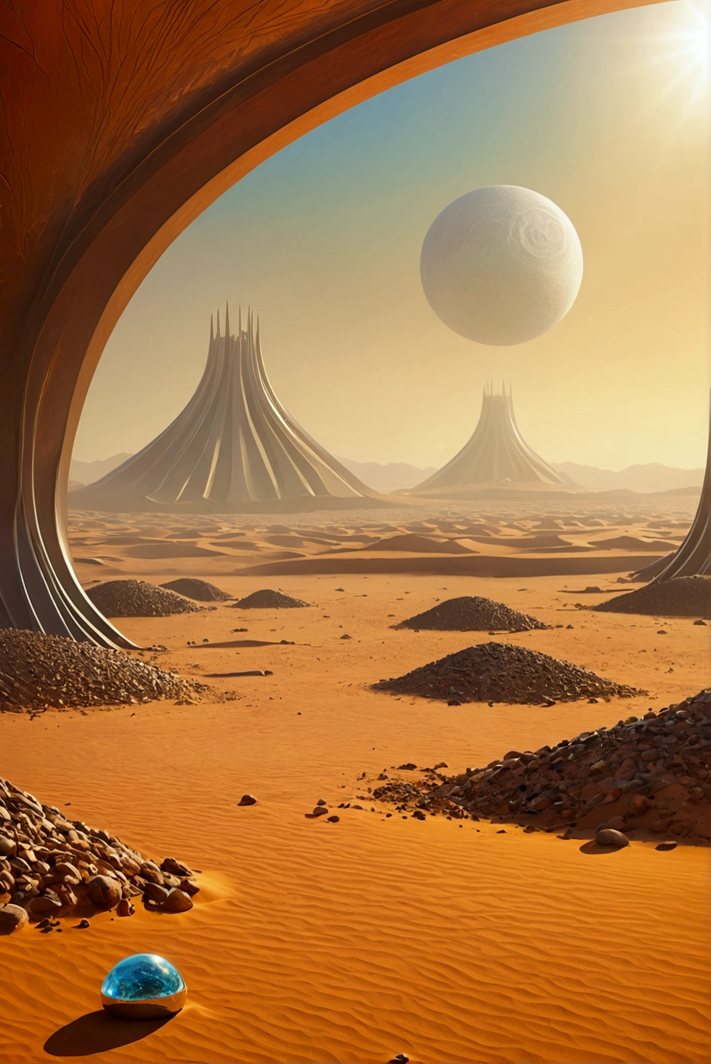 Alien desert ,futurist ,life without waste - SeaArt AI