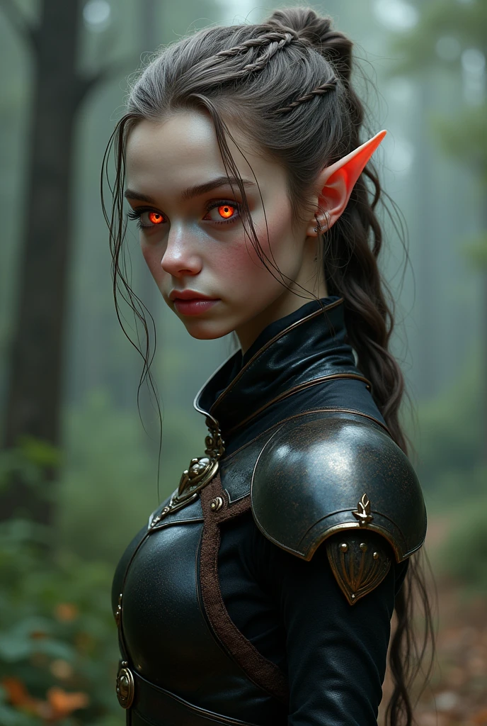 Boy adolescent tall elf, braided hair , red eyes, younger looking ...