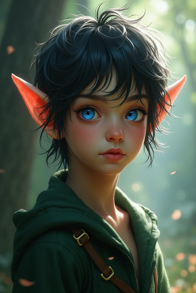 Boy, adolescent tall elf, elfish hair , bright blue eyes, younger ...