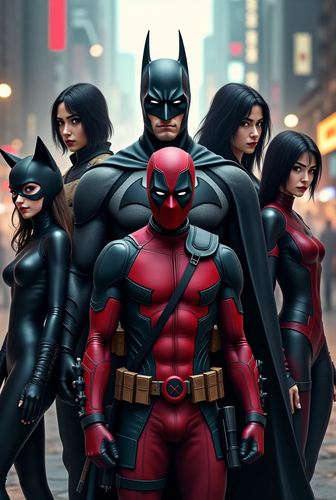 Foto de grupo de batman , dead pool , Catwoman , itachi uchiha - SeaArt AI