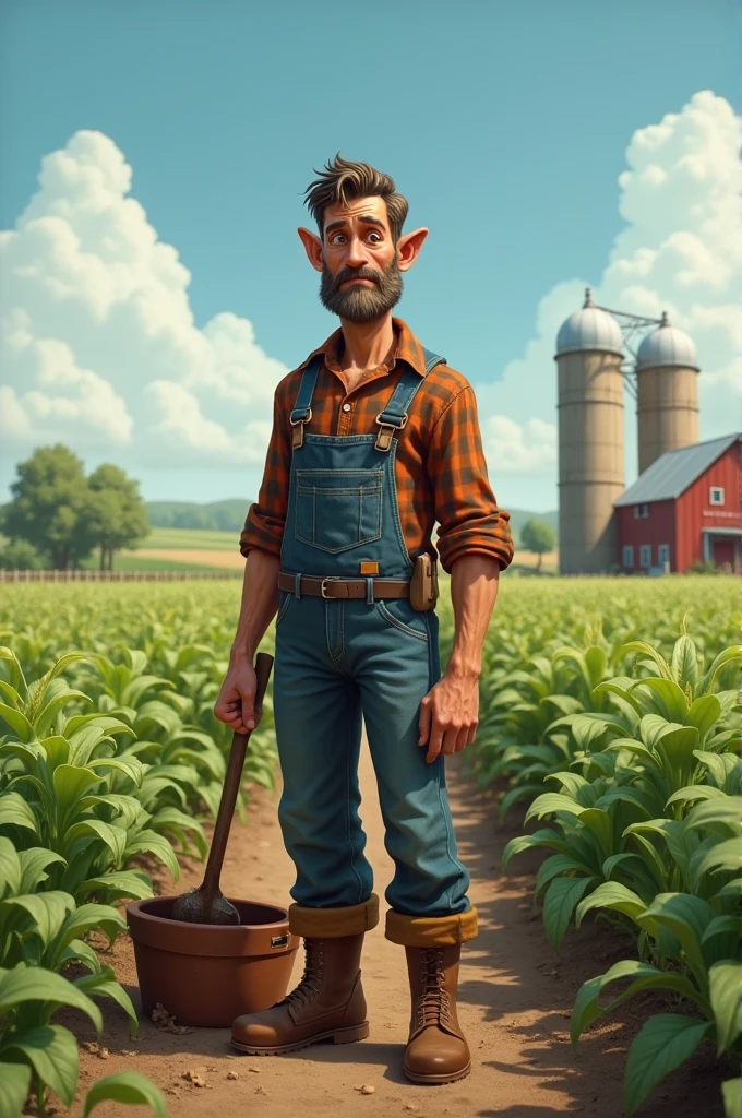 Skinny white farmer man - SeaArt AI