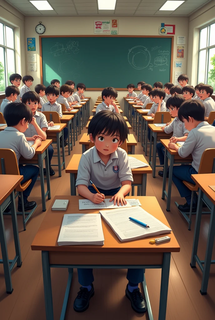 Create an image of a classroom with a group of Class 12 students ...