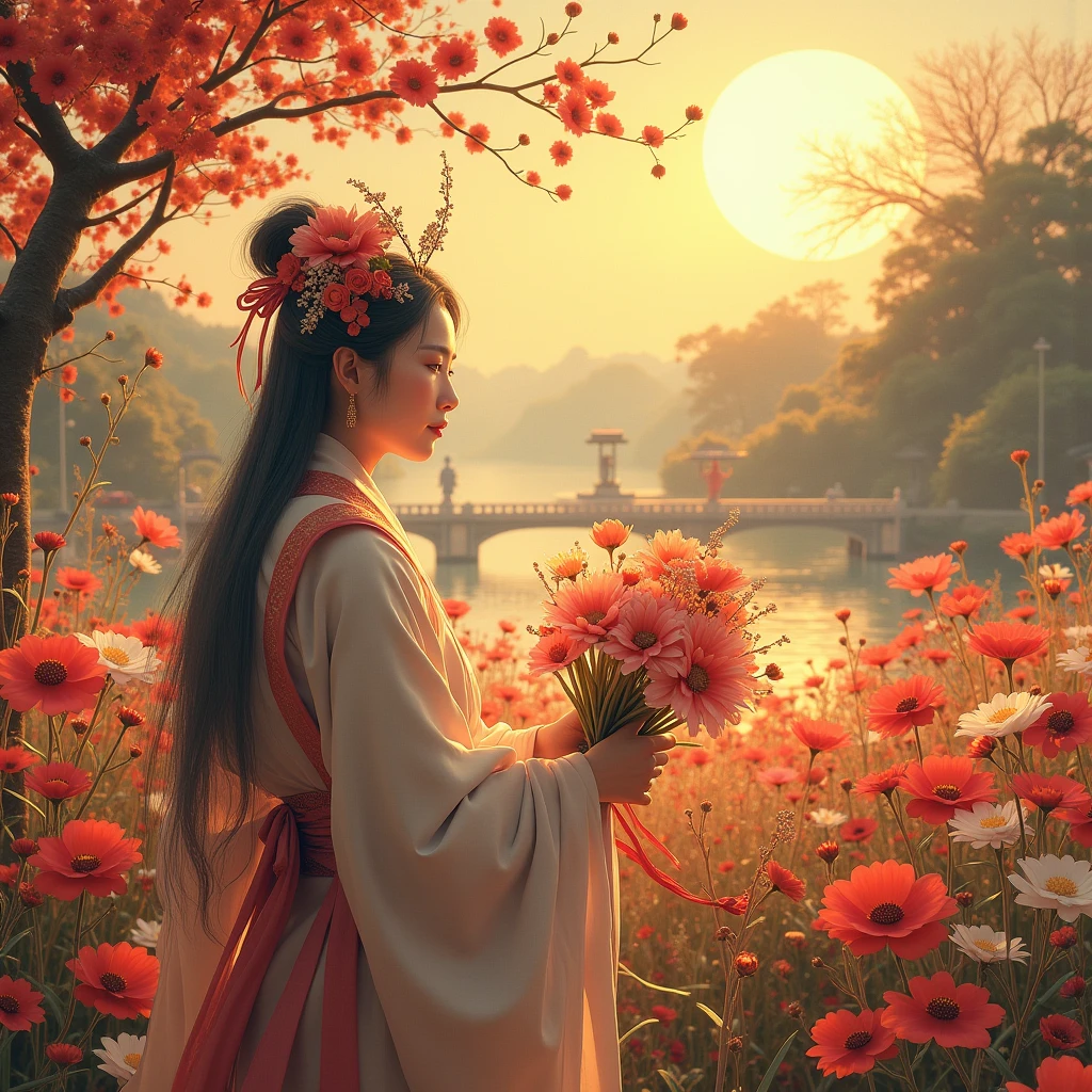 Paint a work in the traditional Chinese ink painting style with an ...