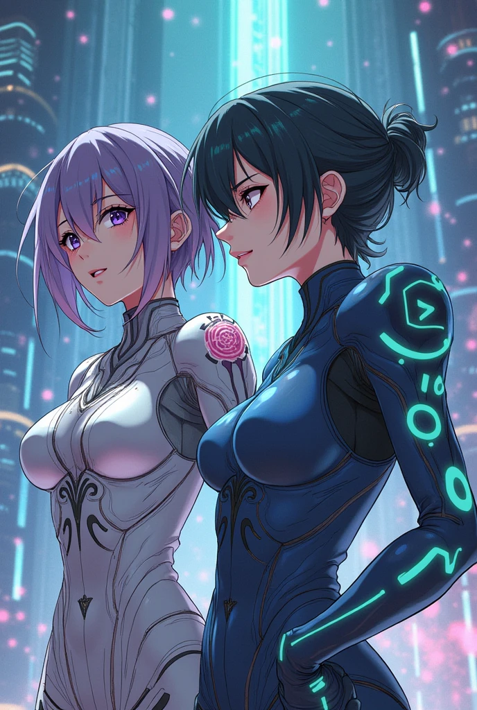 Create an anime-style drawing of a species of humans that developed a ...