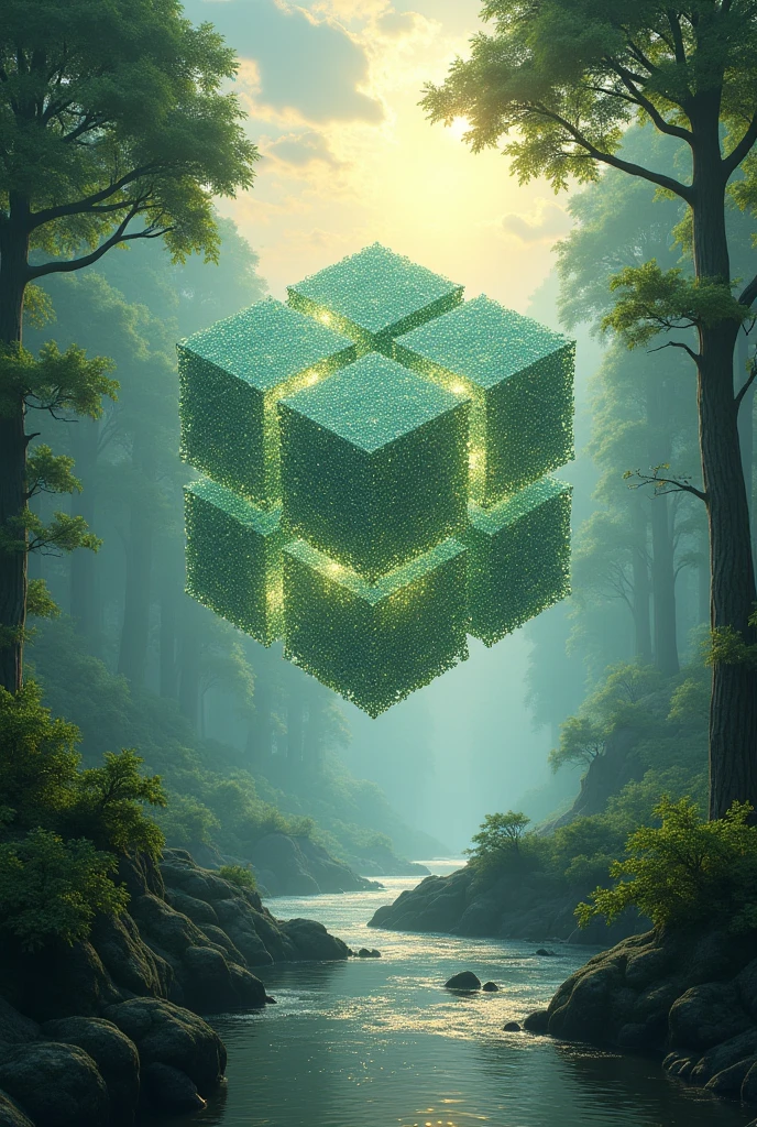 Infinite three-dimensional cube in nature - SeaArt AI