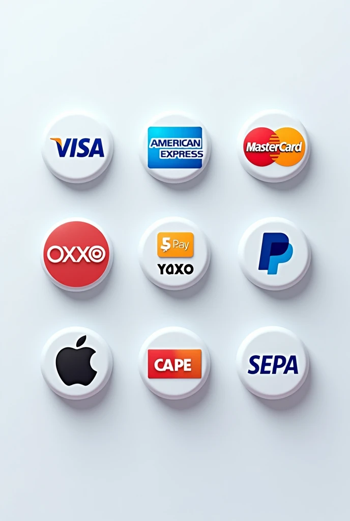 I need an image with icons of different payment methods: 1 - SeaArt AI