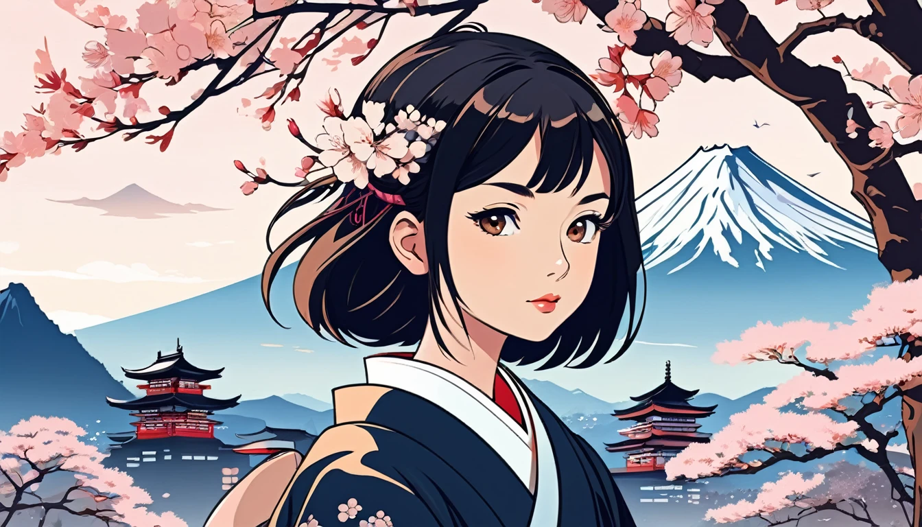 Japanese style headphones, Female samurai,, Modern ukiyo-e style ...