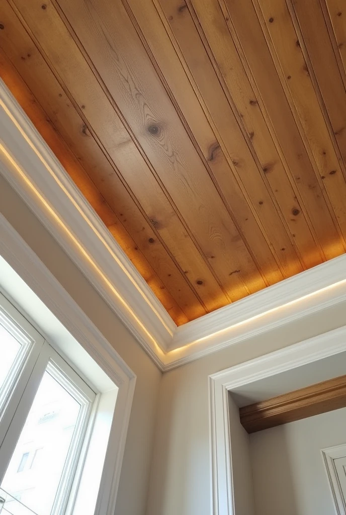 Beautiful, detailed wooden ceiling interior design. Overall 40m2 ...