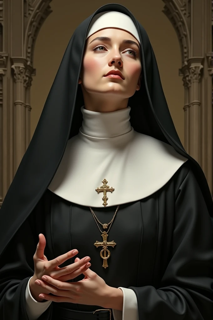 A poster for the nun nun, nun fashion model, nun outfit, nun - SeaArt AI