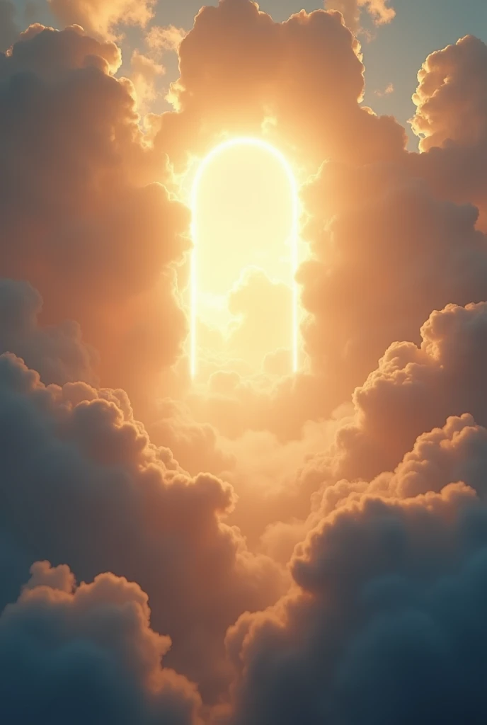 JESUS COMING BACK AMONG THE CLOUDS BEHIND AN OPEN HEAVENLY PORTAL IN ...