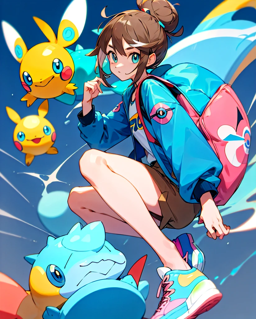 Do then Pokemon style drawing. Light brown bun hair, slickedback hair ...