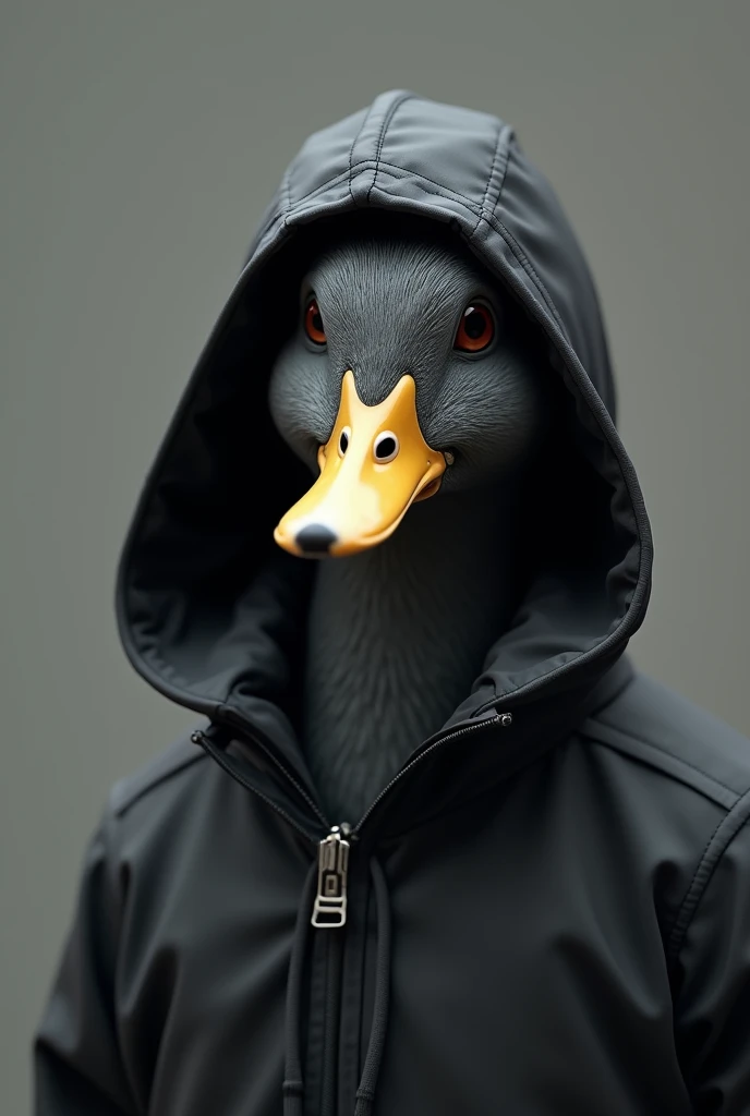 The duck has dull grey plumage., but instead of its usual plumage ...