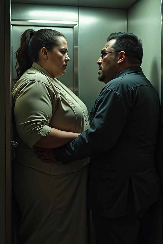 Wide woman in elevator with man trying to assault her and she is ...