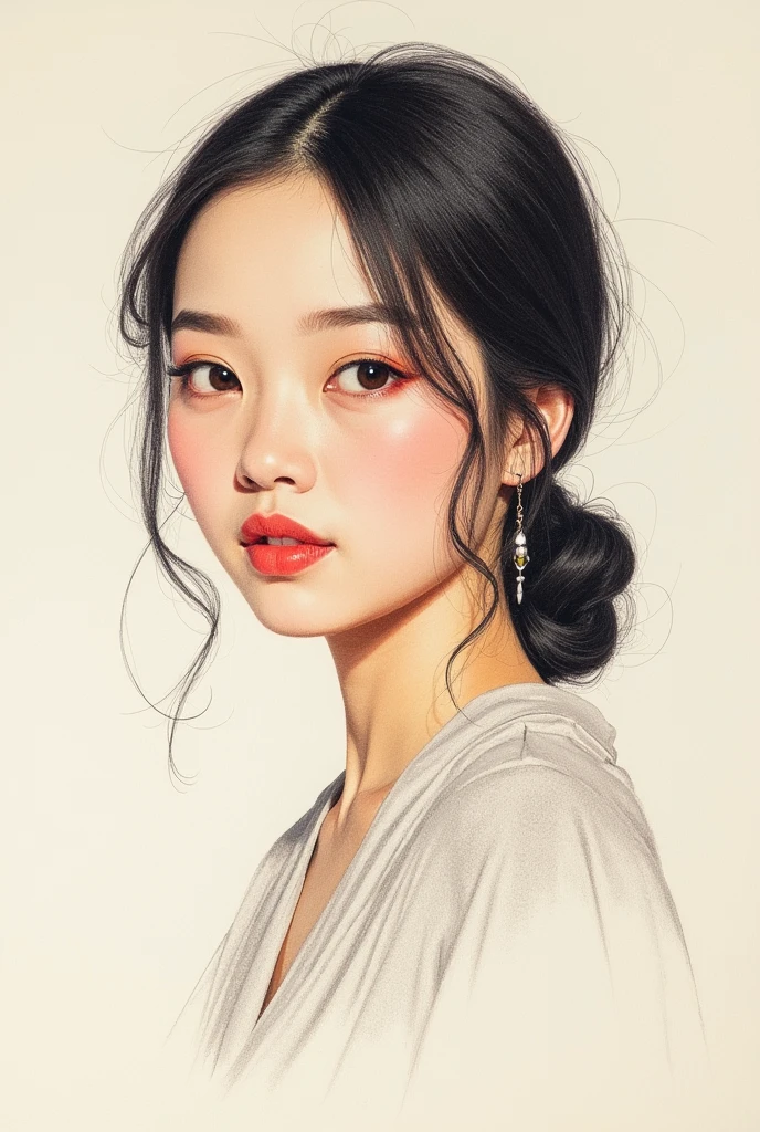 woman，art，advertisement，Colored pencil drawing，draft ,Asian - SeaArt AI