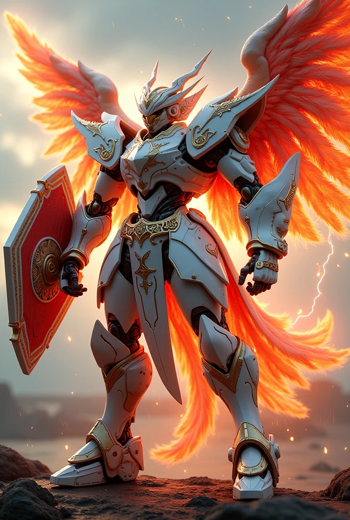 Close up of robot with wings on surface, prajurit phoenix, saint seiya ...