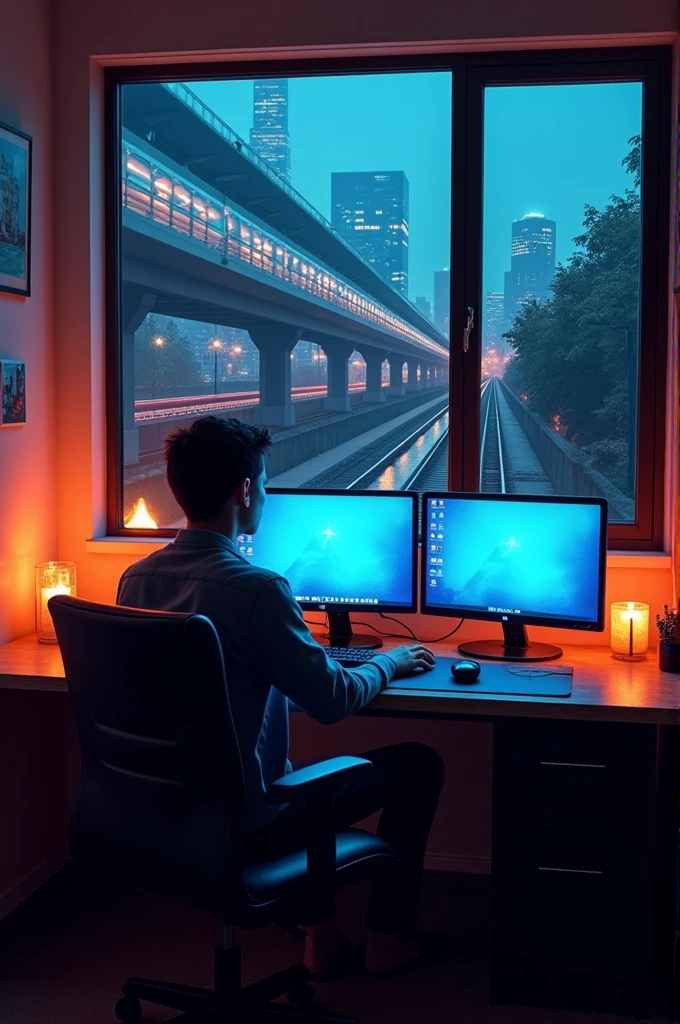 now i need to add a monorail with a passing train in the distance and ...