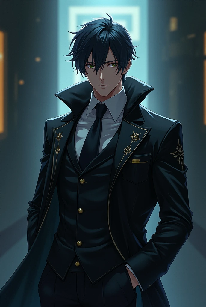 Create an image of an anime-style character, with an aura of mystery ...