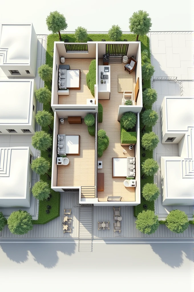 To create a plan for two houses on a plot of land measuring 10 meters ...