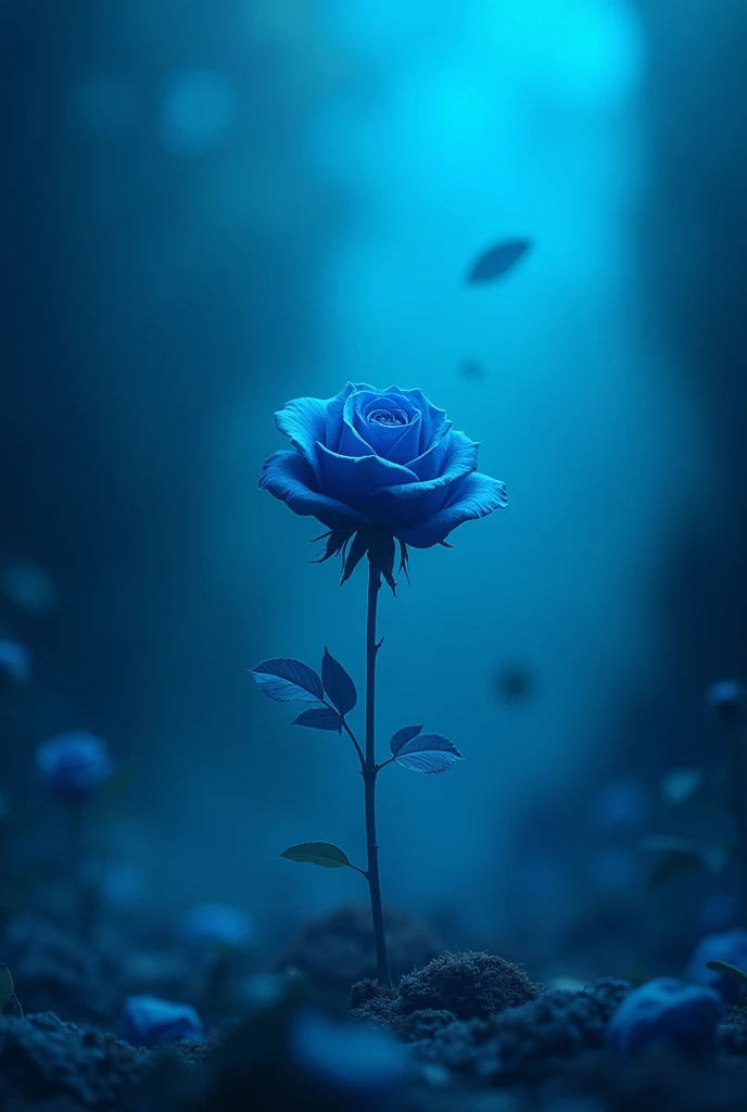 A blue withered rose falling with a background or something that is ...