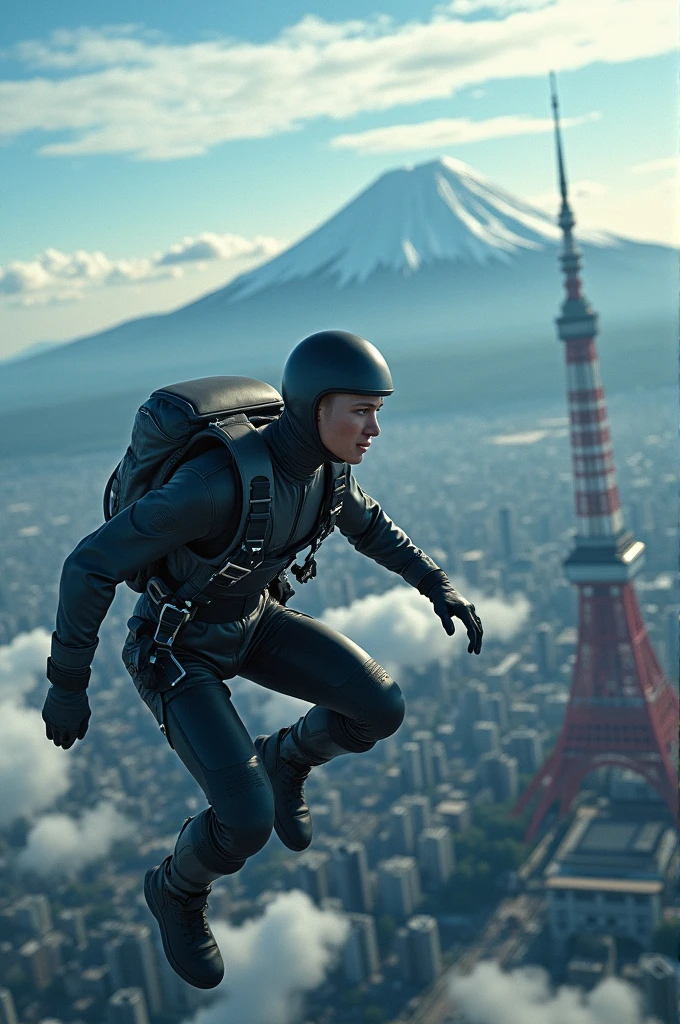 Tokyo Tower Tokyo Skytree Mt. Fuji Tsutenkaku Skydiving - SeaArt AI