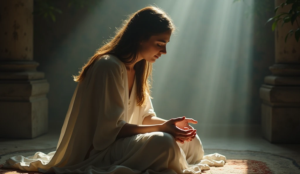 Woman with a deep intimacy with God on her knees - SeaArt AI