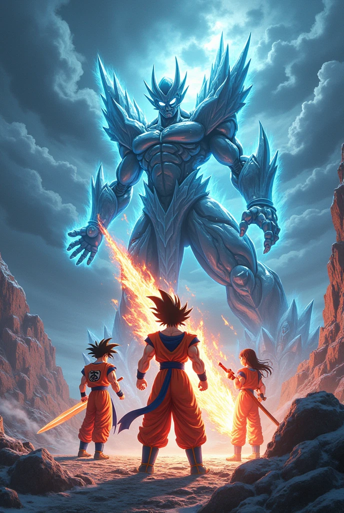 Goku with Rengoku vs Freezer and Akasa - SeaArt AI