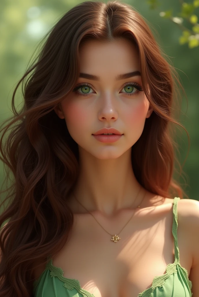 Beautiful brunette with green eyes - SeaArt AI