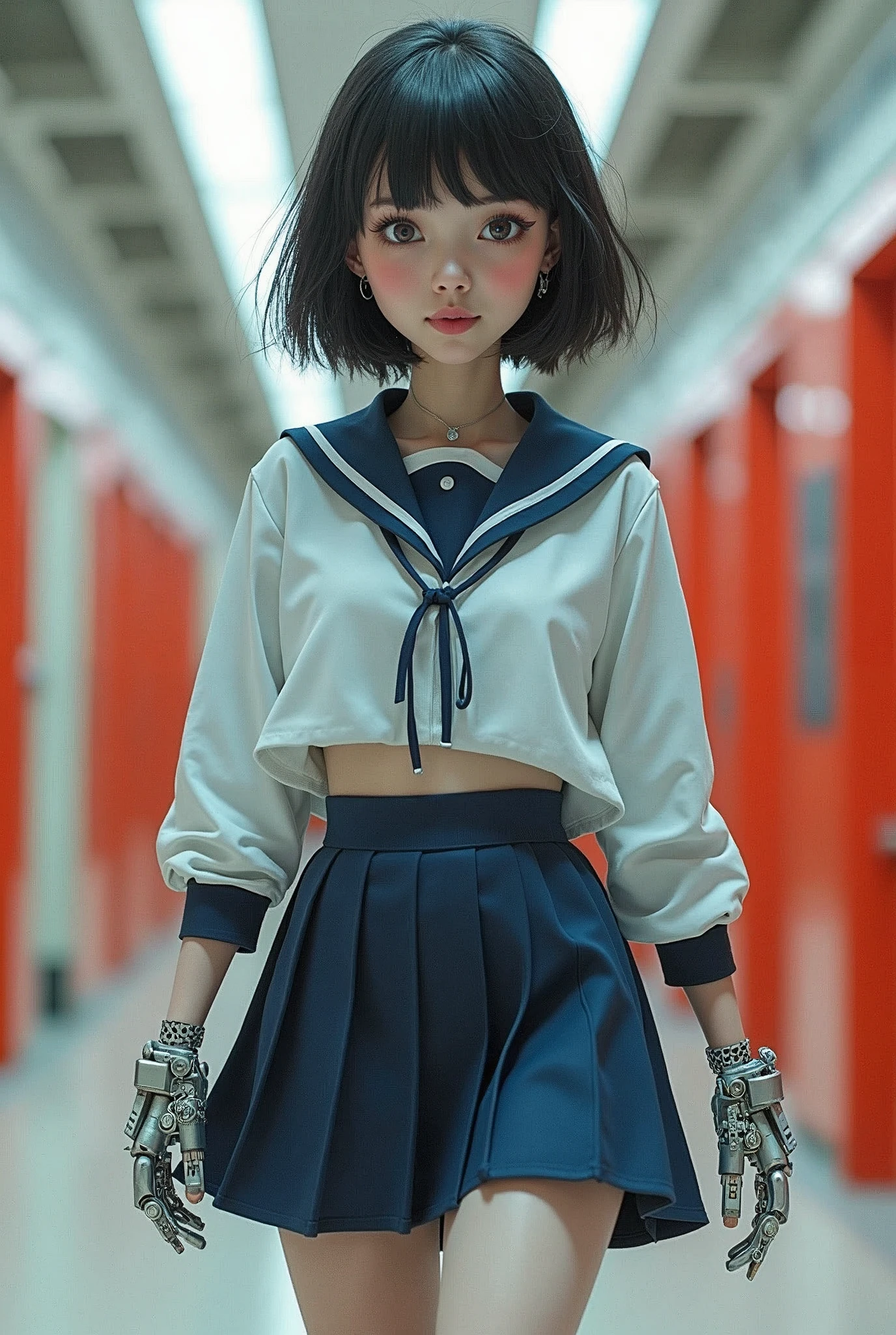 There Is A Woman In A Short Skirt And A Sailor Outfit Seaart Ai